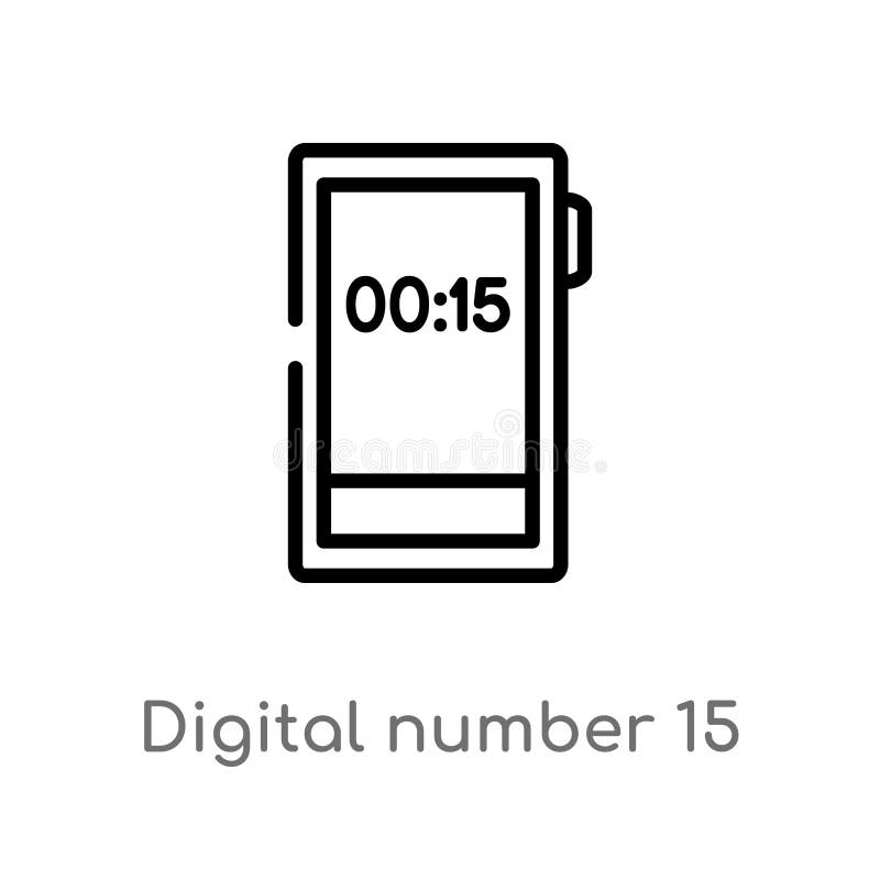 Outline Digital Number 15 Vector Icon. Isolated Black Simple Line ...