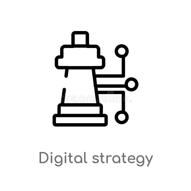 Outline Digital Strategy Vector Icon. Isolated Black Simple Line ...