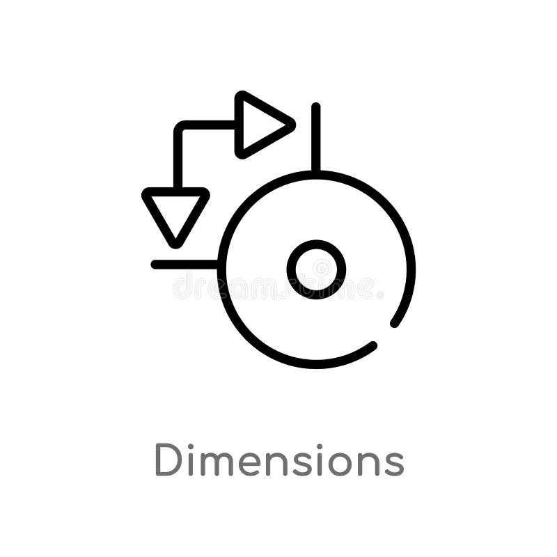 Outline Dimensions Vector Icon. Isolated Black Simple Line Element ...