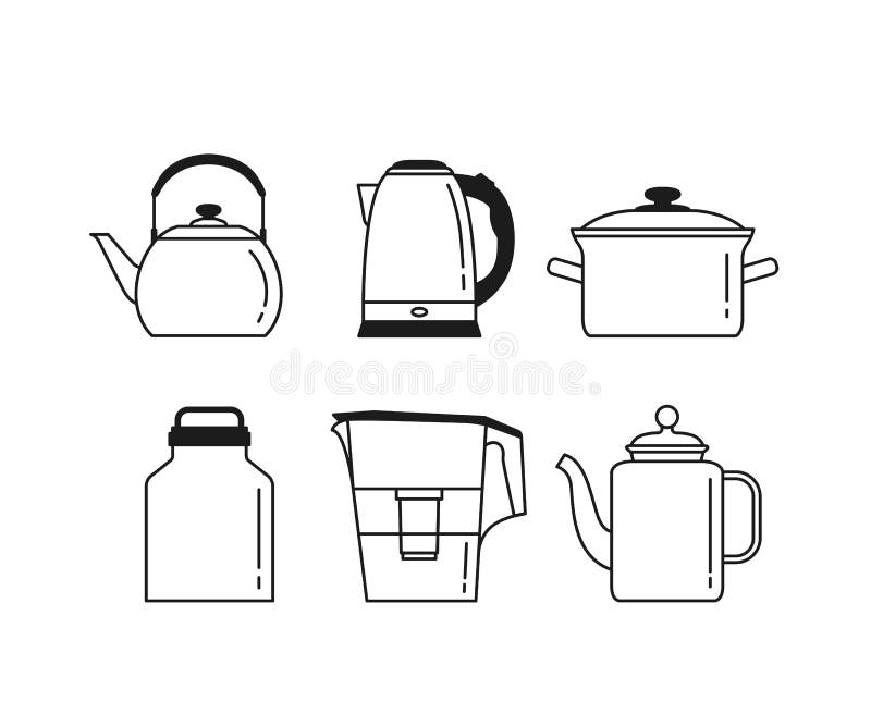 Outline Dishes Illustration. Stock Vector - Illustration of collection ...