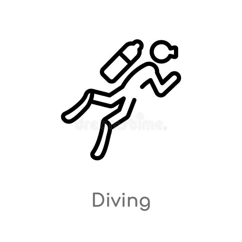 Outline Diving Vector Icon. Isolated Black Simple Line Element ...
