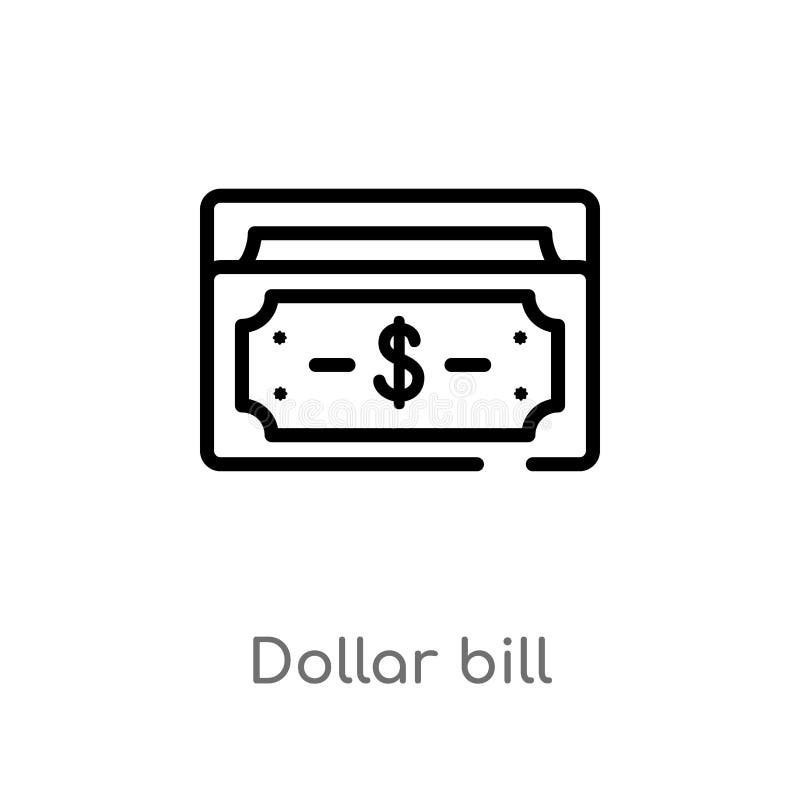 Outline Dollar Bill Vector Icon. Isolated Black Simple Line Element ...