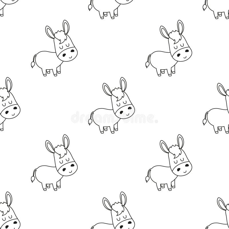 Outline Donkey Seamless Pattern Stock Vector - Illustration of repeat ...