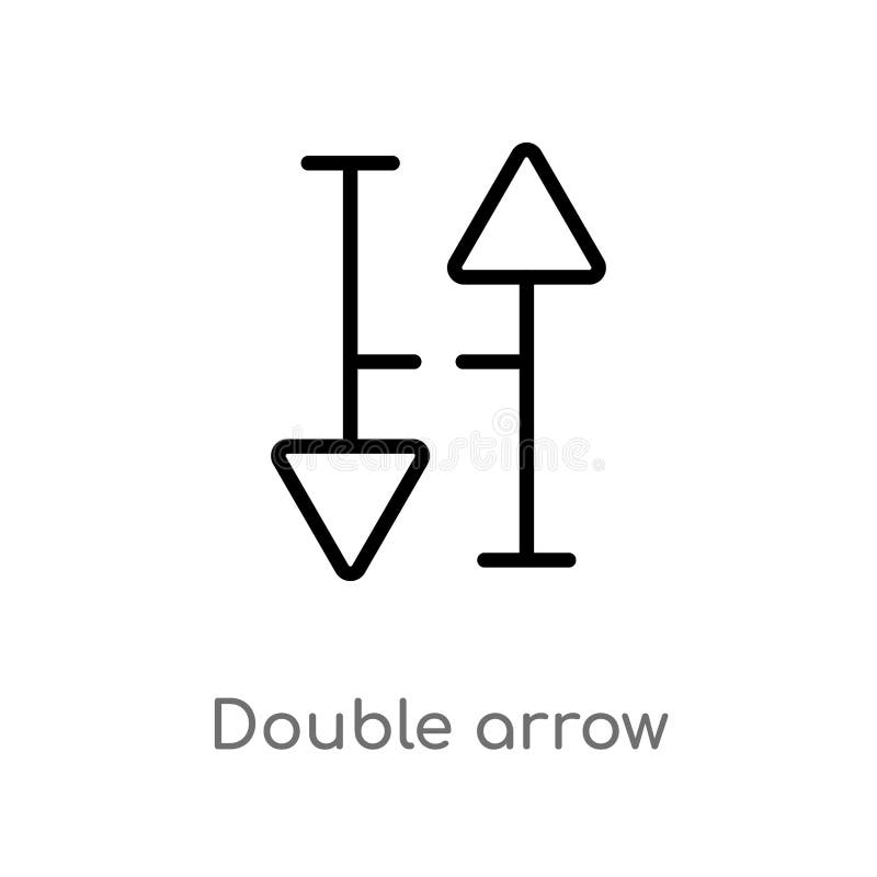 Outline Double Arrow Vector Icon. Isolated Black Simple Line Element ...