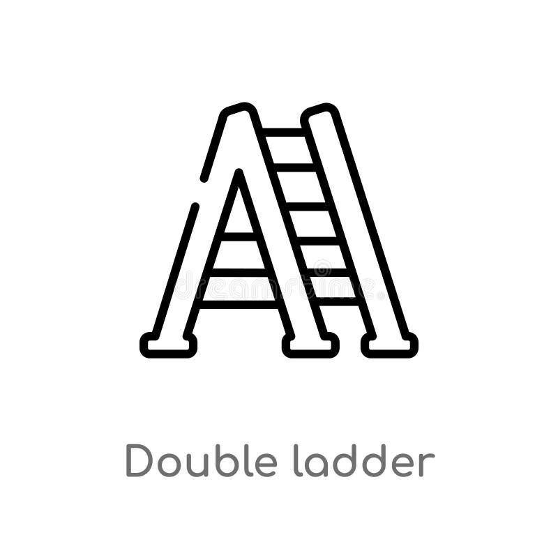 Outline Double Ladder Vector Icon. Isolated Black Simple Line Element ...