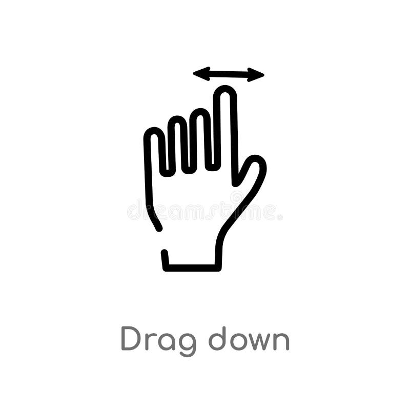 Outline Drag Down Vector Icon. Isolated Black Simple Line Element ...