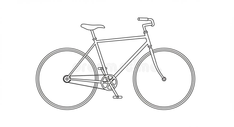 Outline Drawing of a Bicycle Featuring a Classic Diamond Frame. the ...