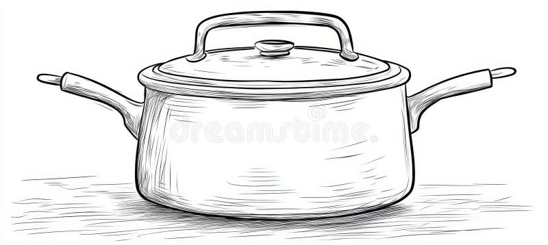 Outline Drawing of a Classic Kettle, Empty Cooking Pot for Coloring ...