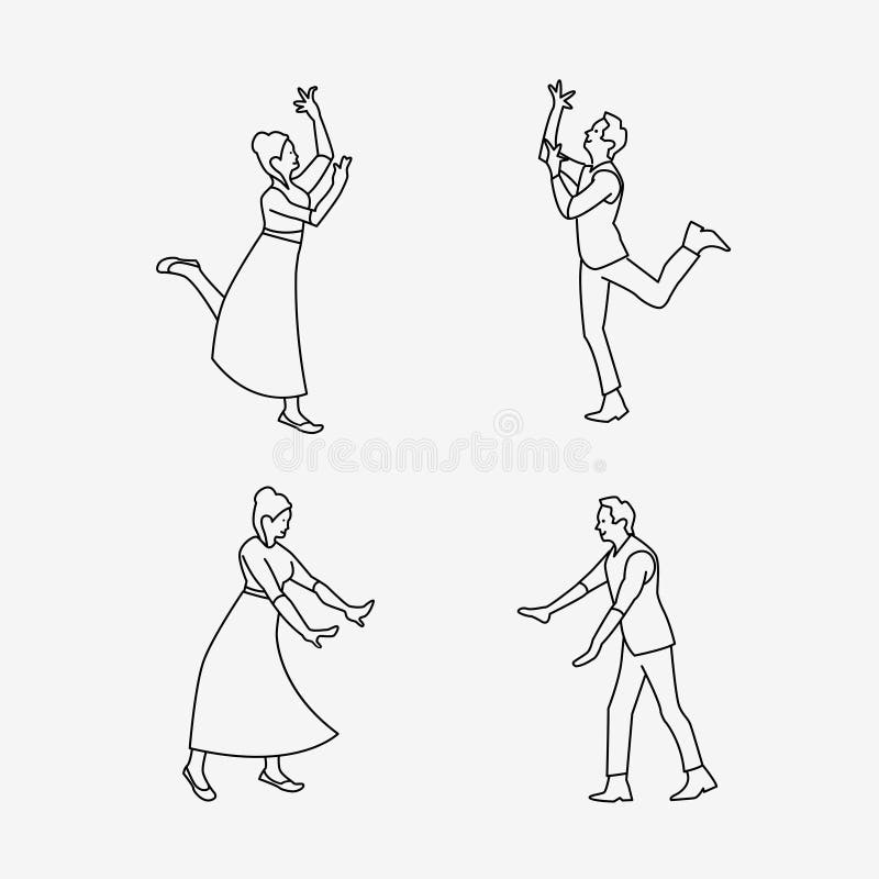 Outline Drawing of Dancing Couple Stock Illustration - Illustration of ...