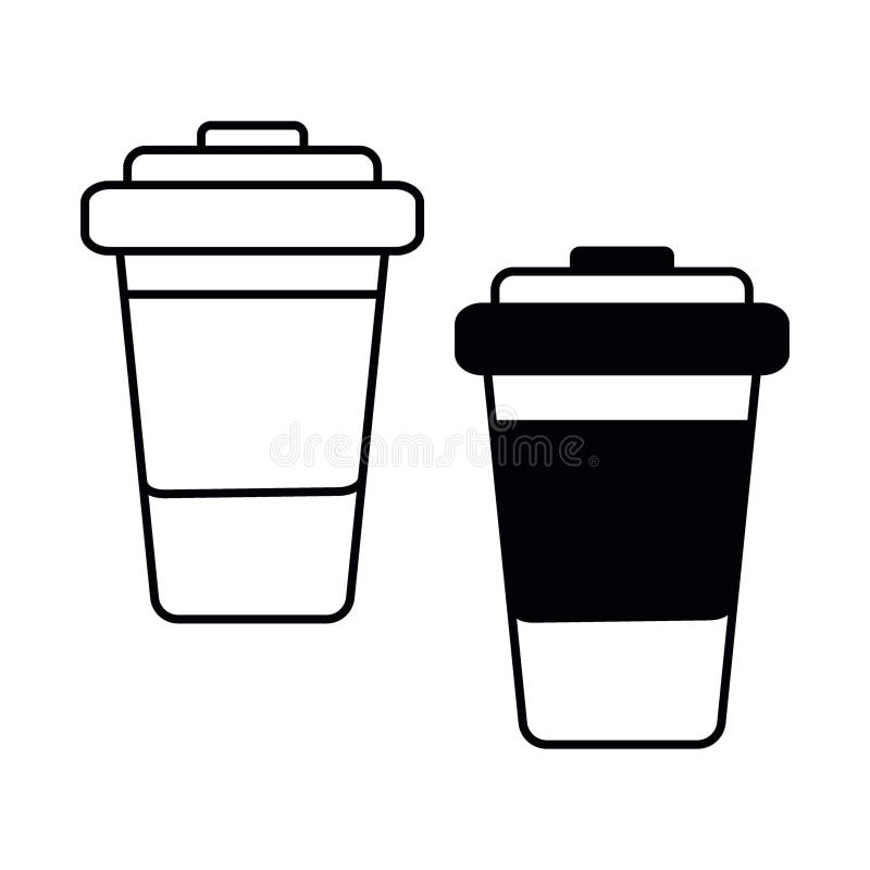 Outline Drawing Disposable Coffee Cups with Lid. Design Concept for ...