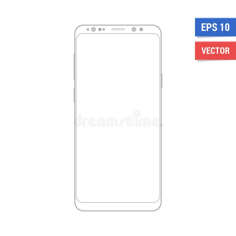 Outline Drawing Flat Mock-up Samsung S9 Plus. Scale Image Any ...