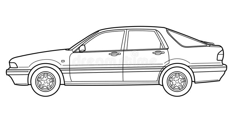 Outline Drawing of a Hatchback Car from Side View Stock Vector ...