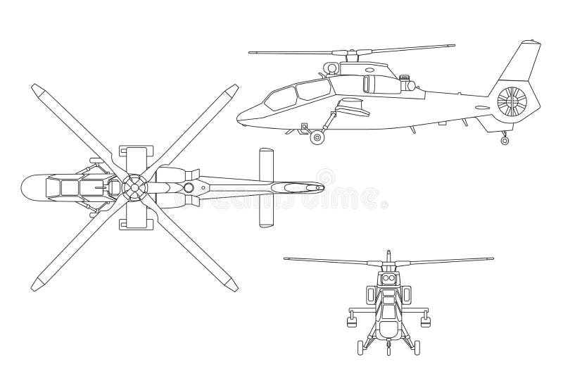 Outline Drawing of Helicopter. the Helicopter in Three Views: To Stock ...