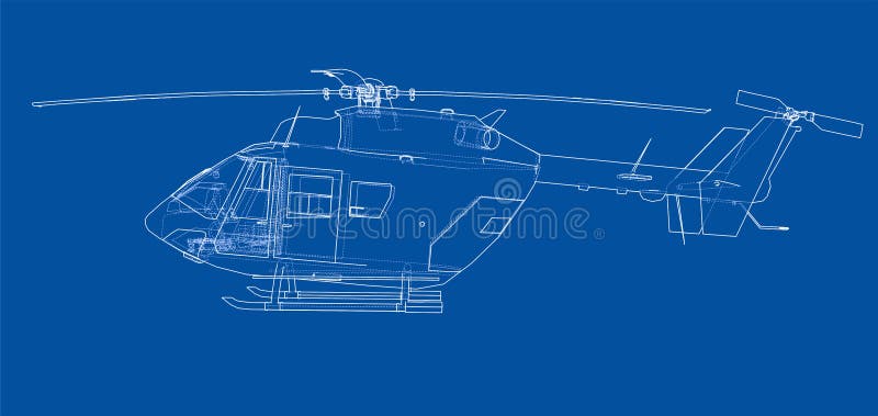 Outline Drawing of Helicopter Stock Vector - Illustration of object ...