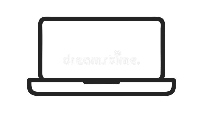 Outline Drawing of a Laptop Computer Device Technology Graphic , Vector ...