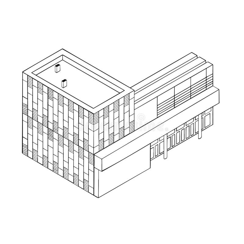 Outline Drawing of Modern European Building Architecture Vector Stock ...