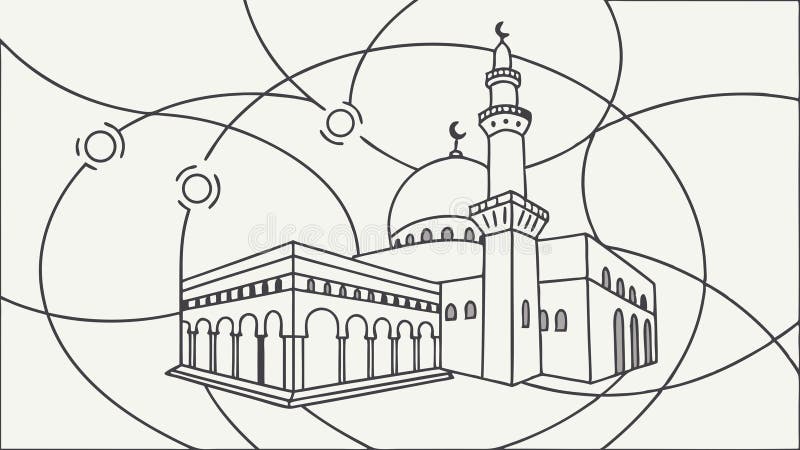 Outline Drawing of a Mosque, Simple and Elegant Islamic Architecture ...