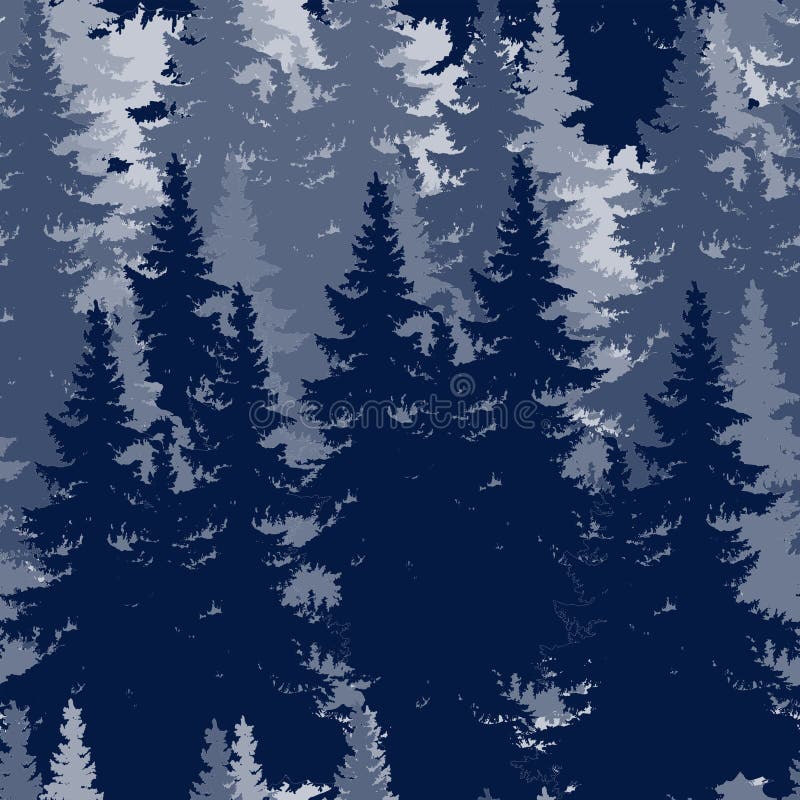 Outline Drawing of Spruce Forest. Seamless Image Stock Illustration ...