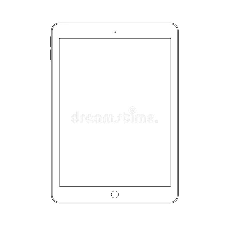Outline Drawing Tablet. Elegant Thin Line Style Design Stock Vector ...