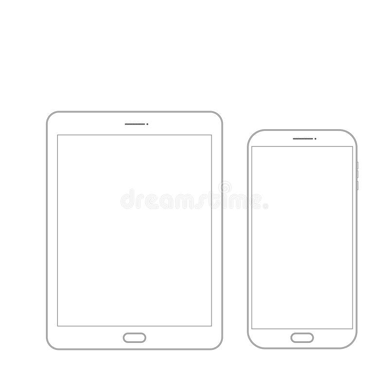 Outline Drawing Tablet Elegant Thin Line Style Design Stock