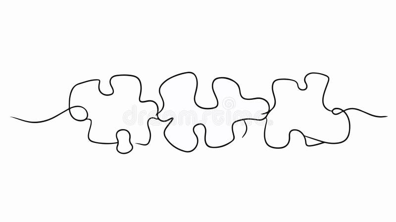 Two Connected Puzzle Pieces of One Continuous Line Stock Vector ...