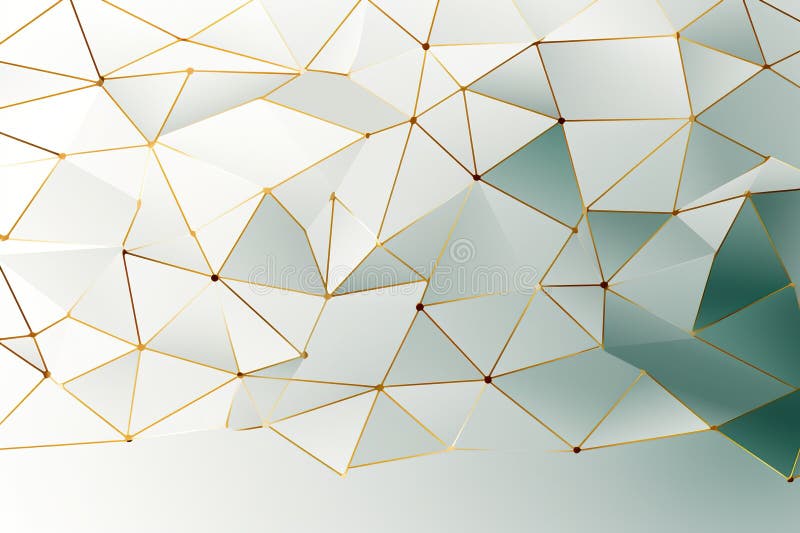 Outline Drawing Wireframe Gold and Green Abstract Geometry. Stock ...