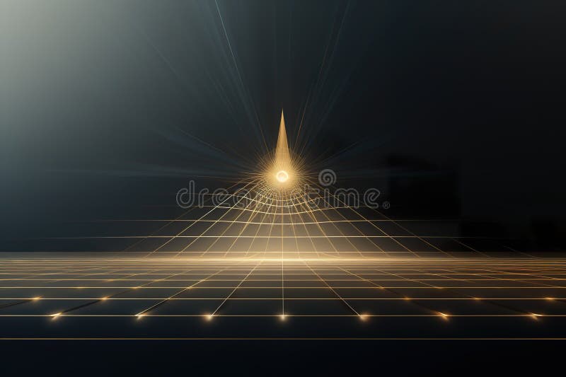 Outline Drawing Wireframe Gold and Green Abstract Geometry. Stock ...