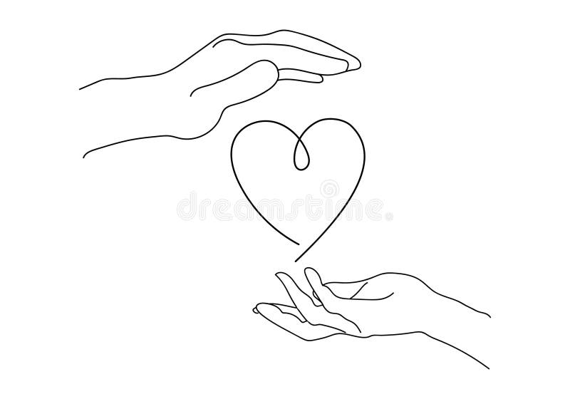 Outline Drawn Love Concept. Lovers Pull Each Other with Their Palms ...