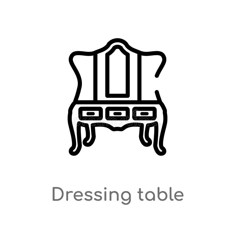 Outline Dressing Table Vector Icon. Isolated Black Simple Line Element ...