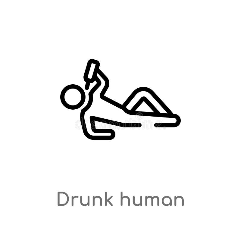 Drunk Human Outline Vector Icon. Thin Line Black Drunk Human Icon, Flat ...