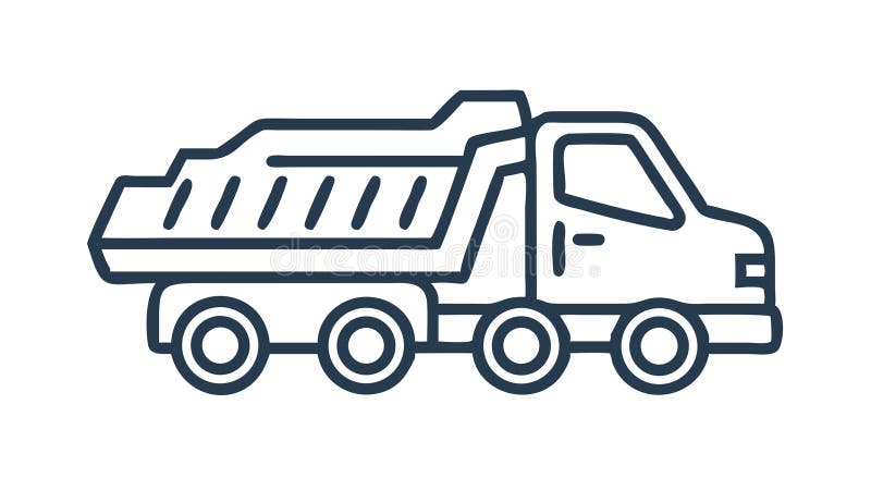 Outline of a Dump Truck, Representing Construction Vehicle , Vector ...
