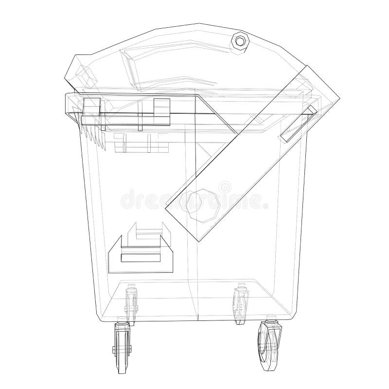 Outline Dumpster or Dustbin Stock Illustration - Illustration of empty ...