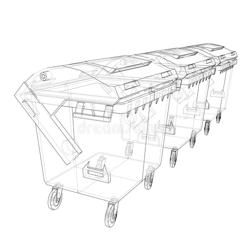 Outline Dumpster or Dustbin Stock Illustration - Illustration of dump ...