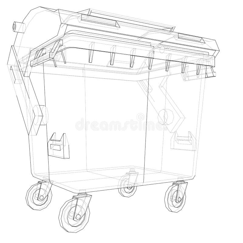 Outline Dumpster or Dustbin Stock Illustration - Illustration of basket ...
