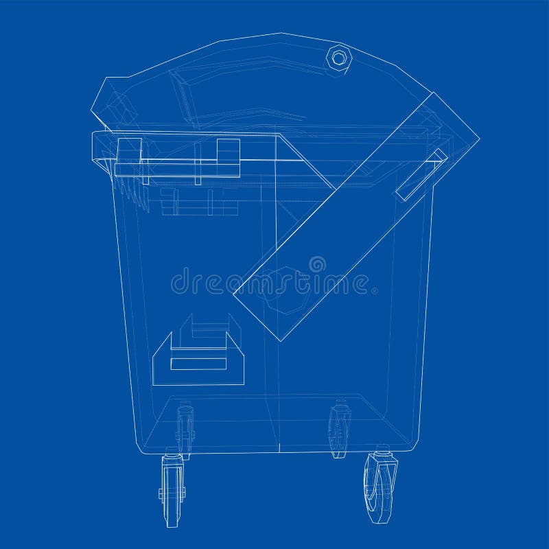 Outline Dumpster or Dustbin Stock Illustration - Illustration of ...