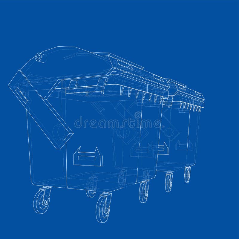 Outline Dumpster or Dustbin Vector Stock Vector - Illustration of ...