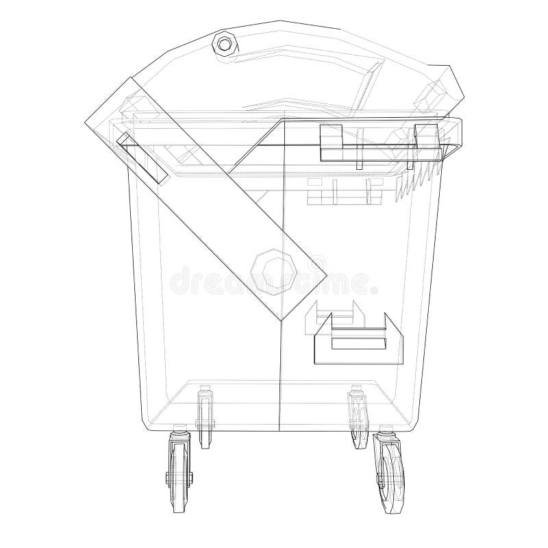 Outline Dumpster Or Dustbin Vector Stock Vector - Illustration of ...