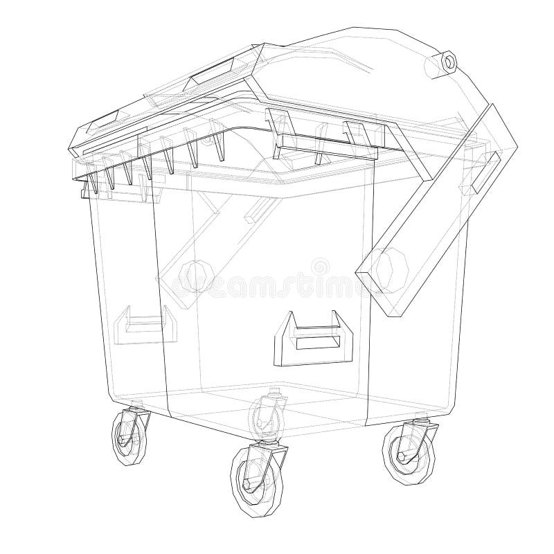 Outline Dumpster or Dustbin Vector Stock Vector - Illustration of ...