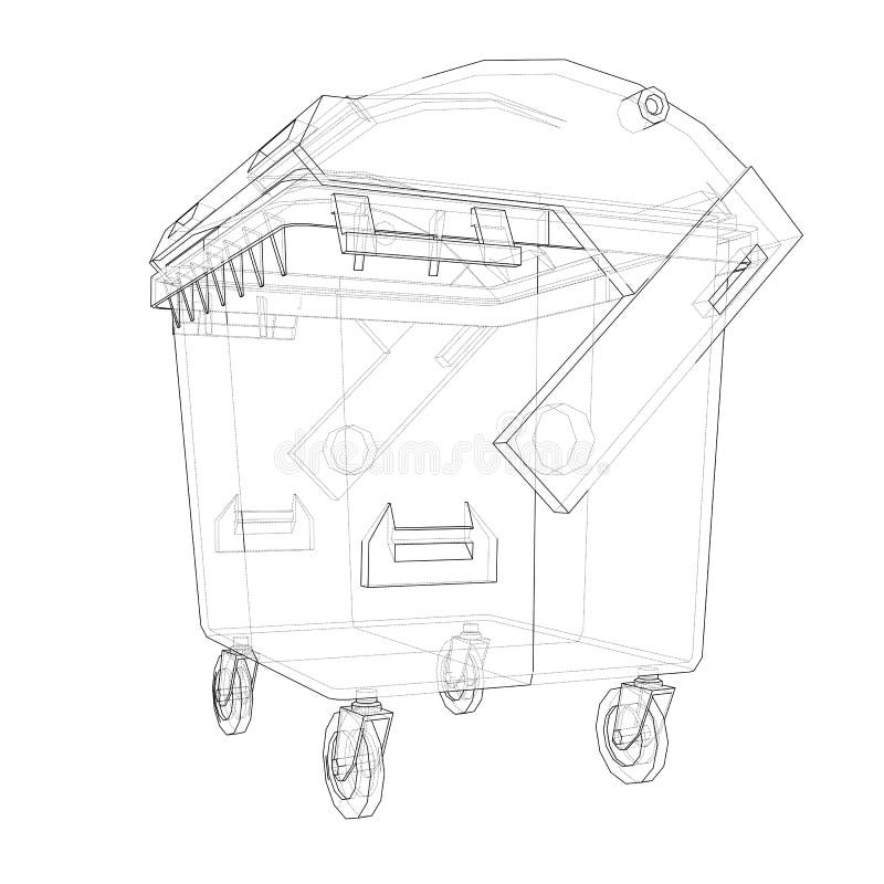 Outline Dumpster or Dustbin Vector Stock Vector - Illustration of ...