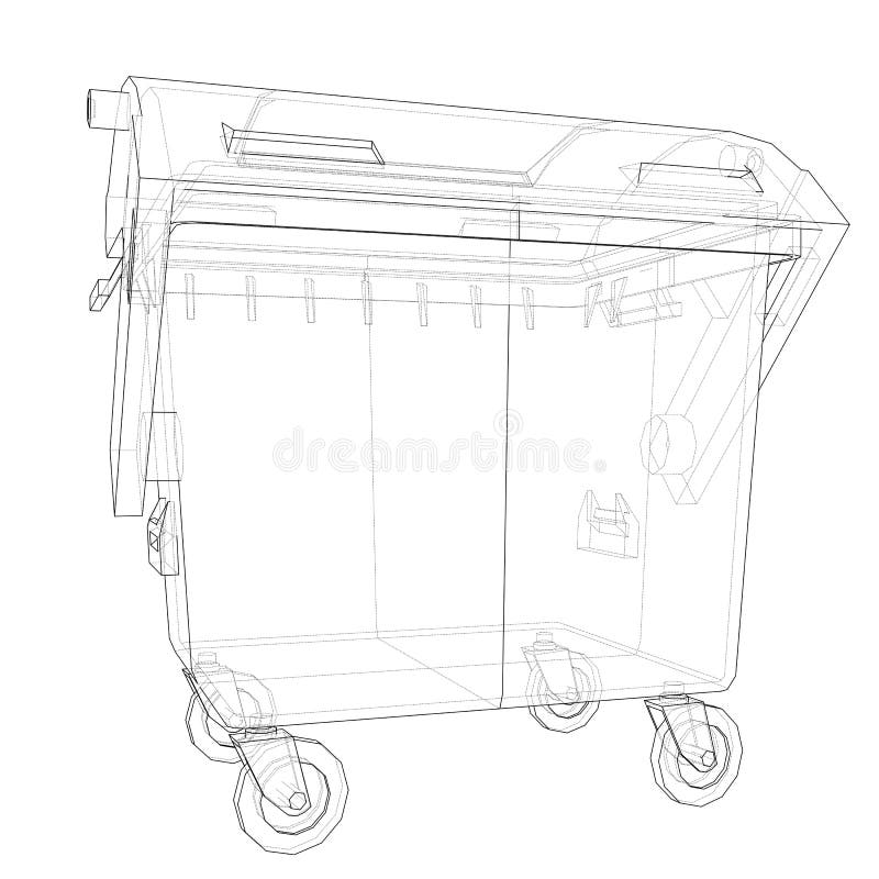 Outline Dumpster or Dustbin Vector Stock Vector - Illustration of ...