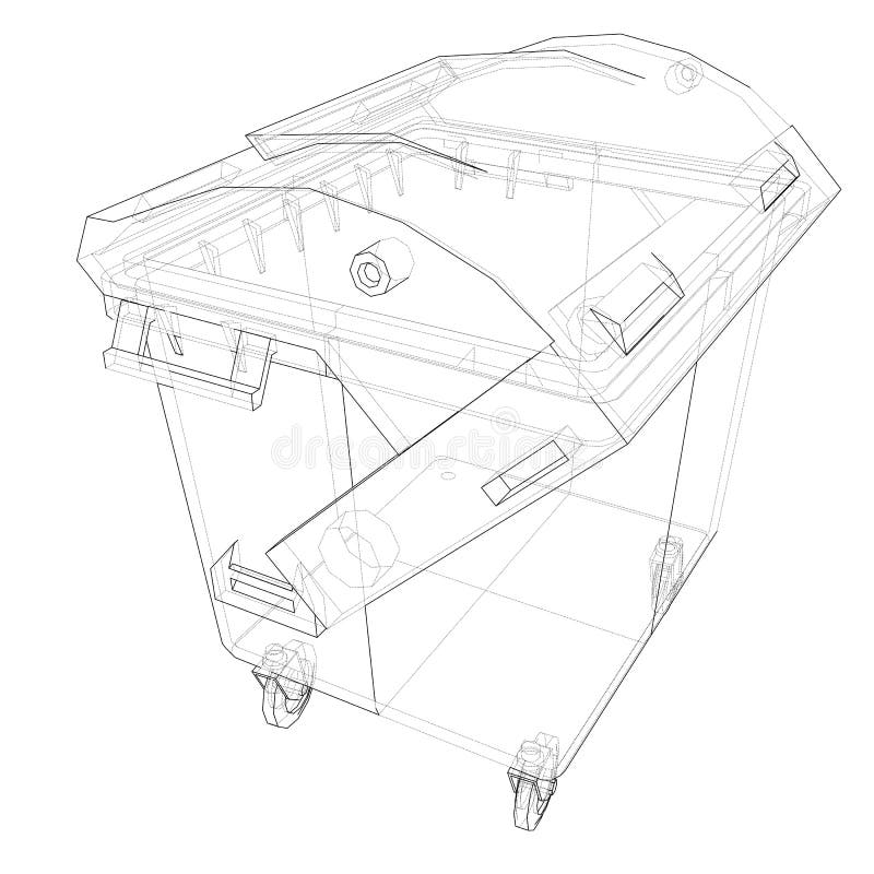 Outline Dumpster or Dustbin Stock Illustration - Illustration of large ...