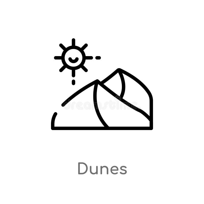 Outline Dunes Vector Icon. Isolated Black Simple Line Element ...