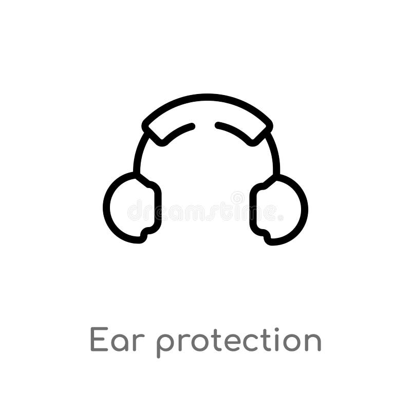 Outline Ear Protection Vector Icon. Isolated Black Simple Line Element ...