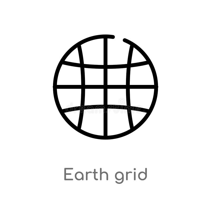 Outline Earth Grid Vector Icon. Isolated Black Simple Line Element ...