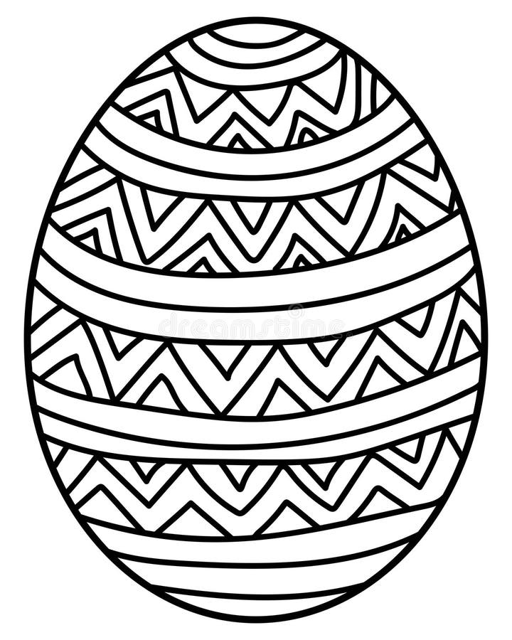 Outline Easter Egg with Horizontal Stripes and Triangles, Creative ...