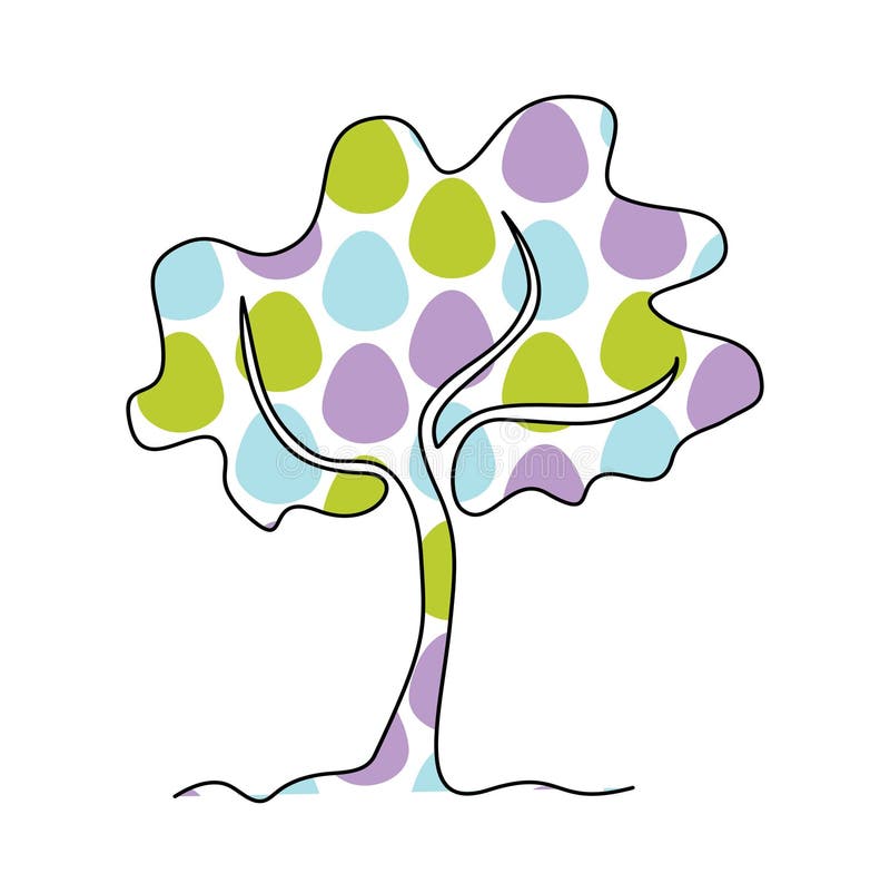 Outline Easter Tree with a Pattern of Easter Eggs Inside Stock Vector ...