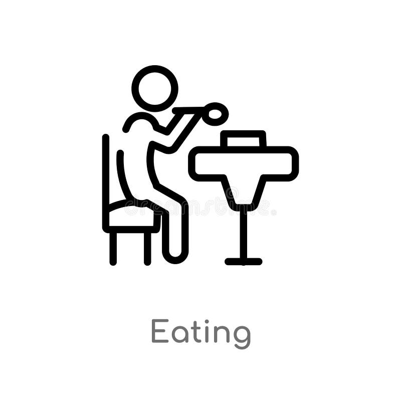Outline Eating Vector Icon. Isolated Black Simple Line Element ...