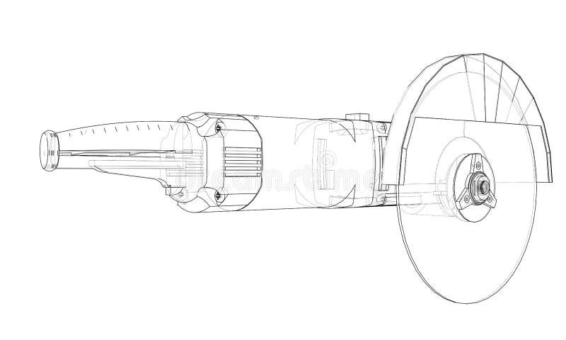 Outline Electric Angle Grinder Stock Illustration - Illustration of ...