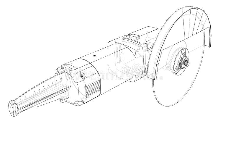 Outline Electric Angle Grinder Stock Illustration - Illustration of ...