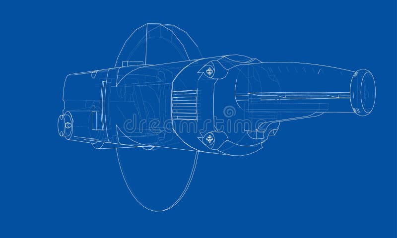 Outline Electric Angle Grinder Stock Illustration - Illustration of ...